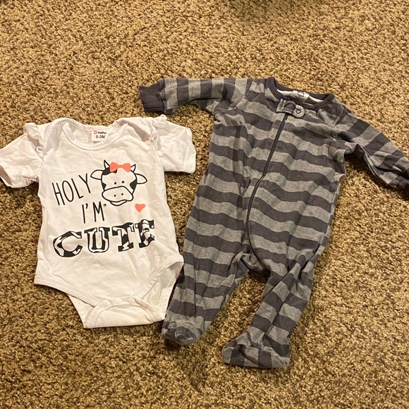 Multiples | One Pieces | Size 3m Cute Cow Print And Striped Kids One ...